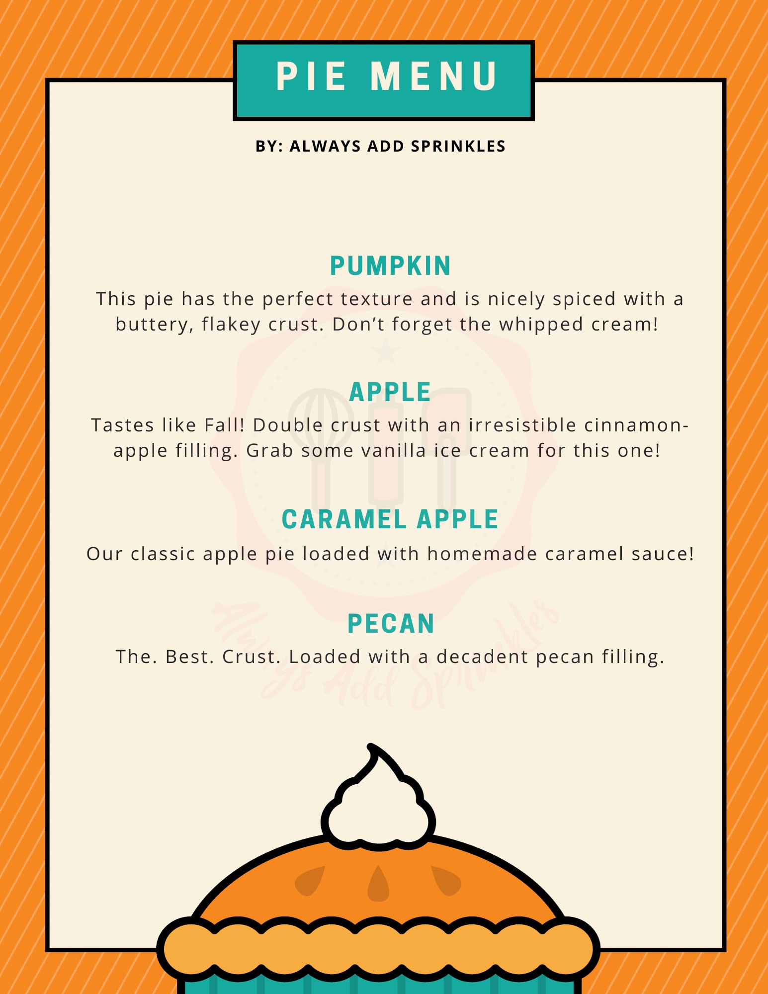 Fall Menu | Always Add Sprinkles